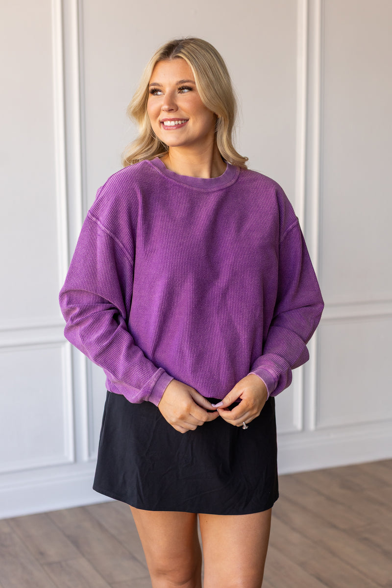 PURPLE - ESSENTIAL CORDED CREW – Moon Ryder Wholesale