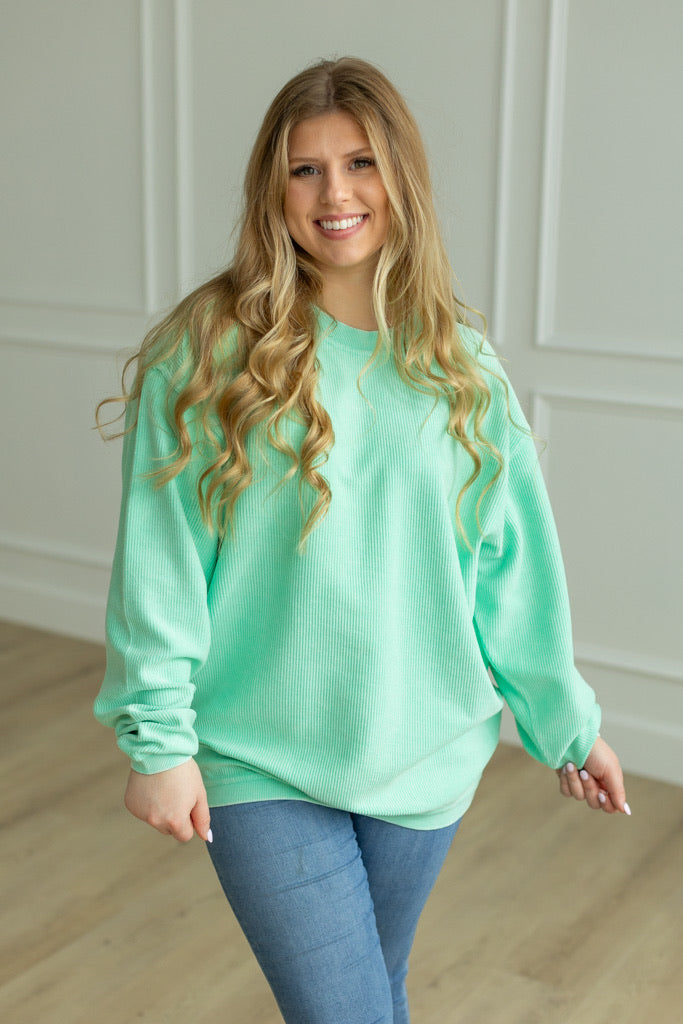 SEAGLASS - ESSENTIAL CORDED CREW – Moon Ryder Wholesale